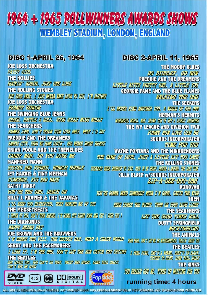 1964 & 1965 NME Poll Winners Award Concerts - DVD set – ImagineMystic.com
